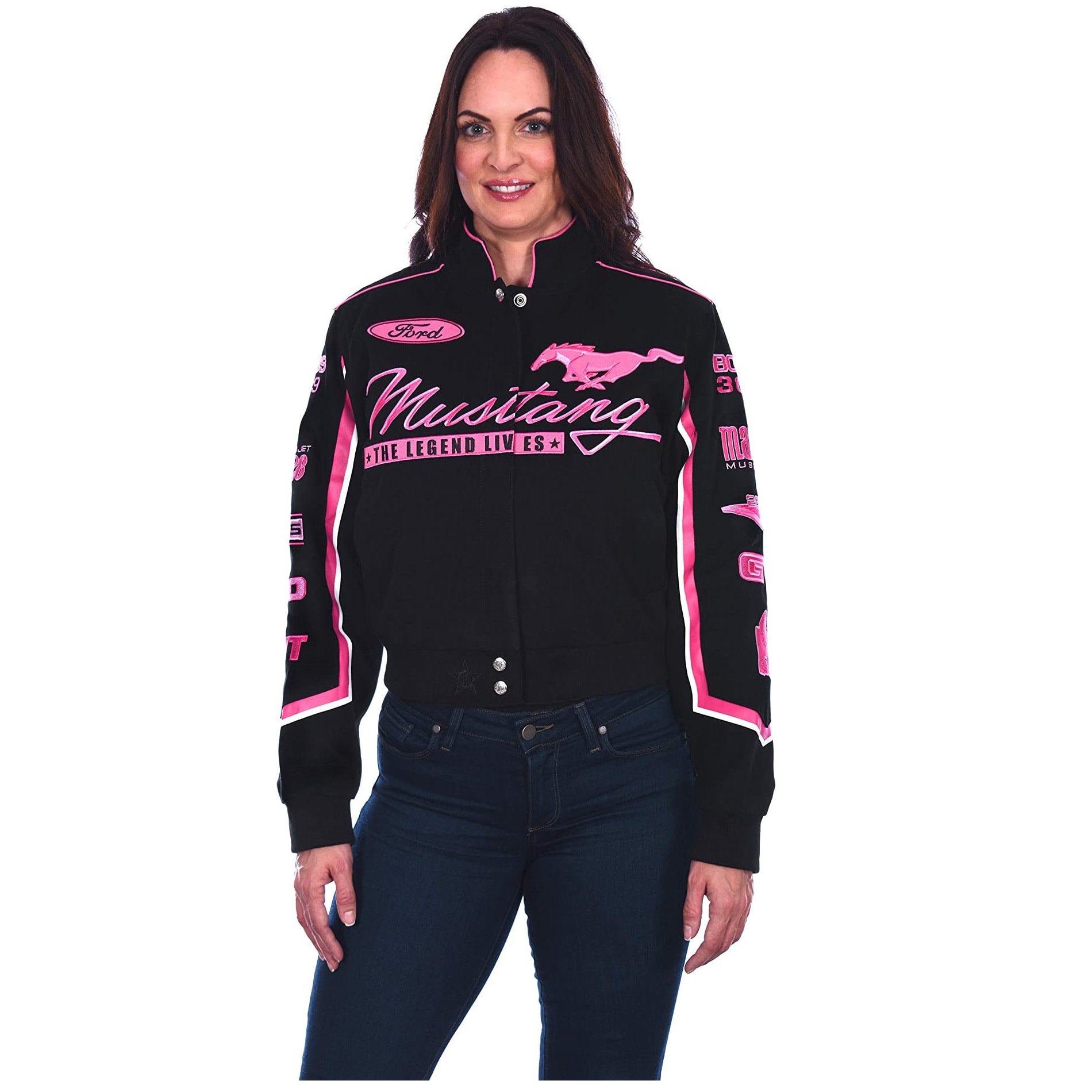 Ford Mustang Racing Jacket Ladies Pink | THE MANCAVE GARAGE